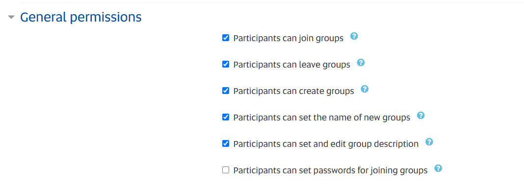 Group Self-Selection Settings
